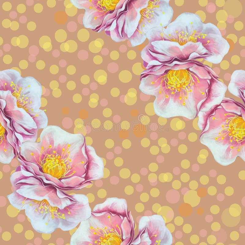 Vector Seamless Pattern. Geometric Style Diagonal Repeating Flowers ...