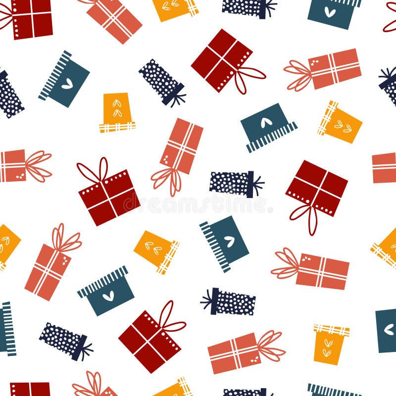 Vector Seamless Pattern with Gifts Stock Illustration - Illustration of ...