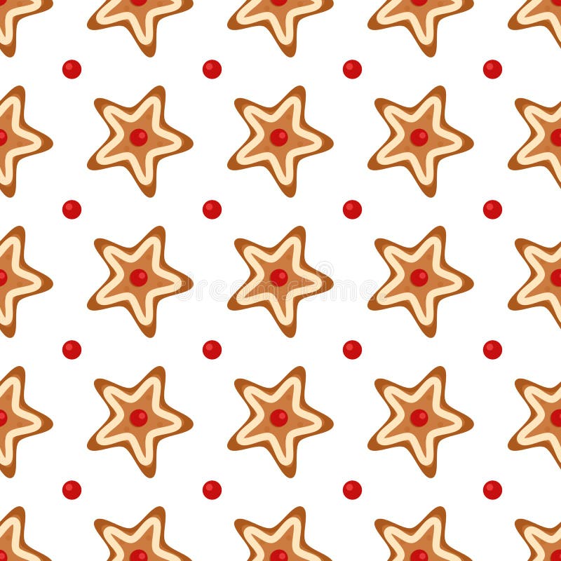 Vector Seamless Pattern with Gingerbread Stars. Stock Vector ...