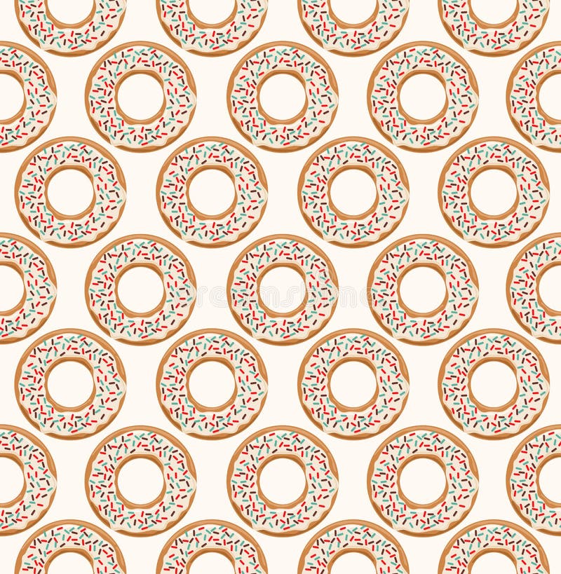 Vector Seamless Pattern with Glazed Donuts Stock Illustration ...