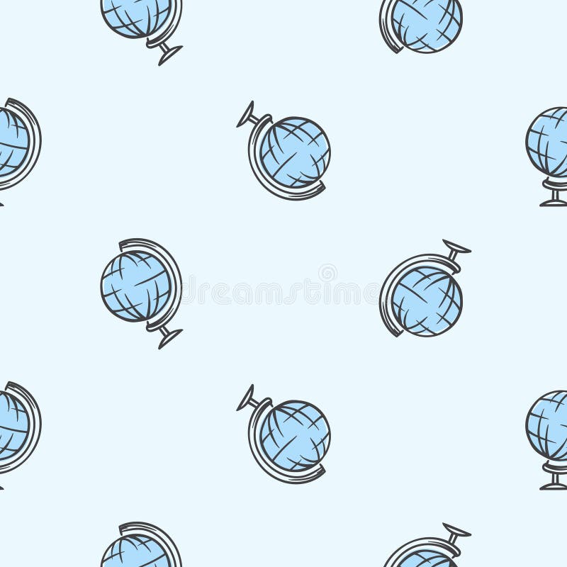 Vector Seamless Pattern with Globe Icon. Background Related To Learning ...
