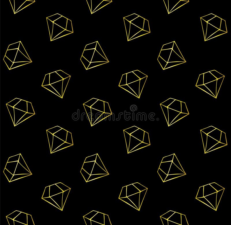 Vector Seamless Pattern of Gold Diamond Stock Vector - Illustration of ...