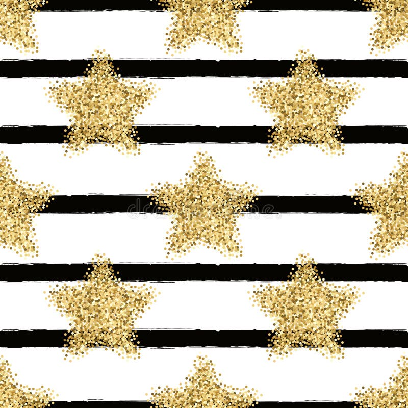 Vector Seamless Pattern with Gold Glitter Stars Stock Vector ...