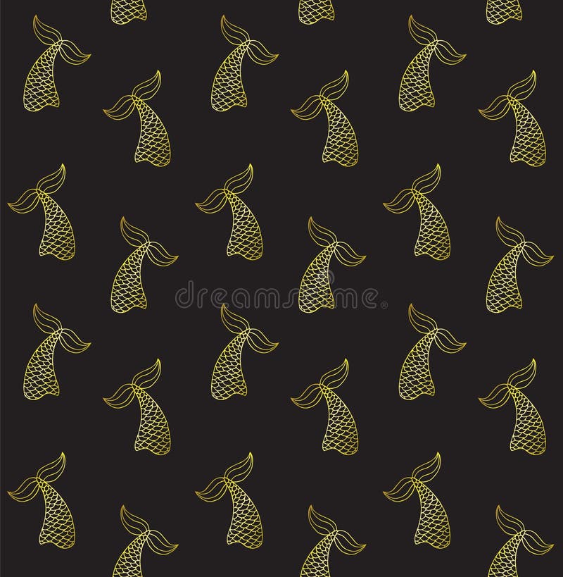 Gold Mermaid Tale Silhouette Stock Illustrations – 15 Gold Mermaid Tale ...