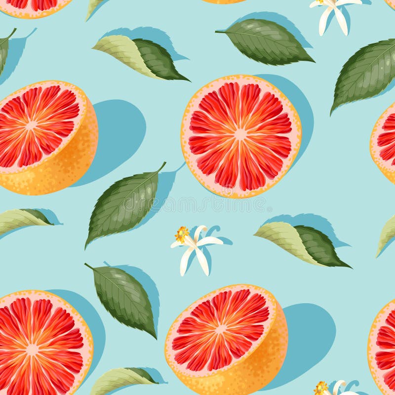 Seamless Pattern with Grapefruit Slices and Leaves Stock Vector ... Seamless Pattern with Grapefruit Slices and Leaves Stock Vector ...