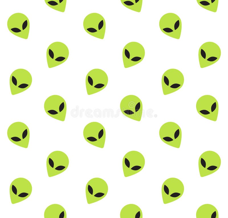 Vector Seamless Pattern of Green Alien Face Stock Vector - Illustration ...