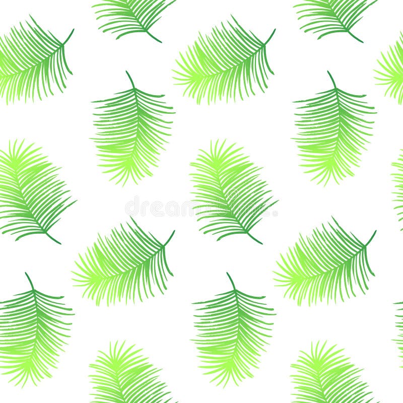 Vector Seamless Pattern with Green Leaves. Exotic Palm Tree, Green ...