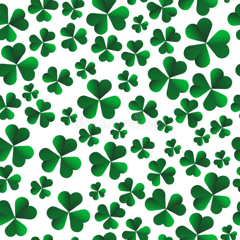 Vector Seamless Pattern With Green Shamrock Leaves Stock Vector