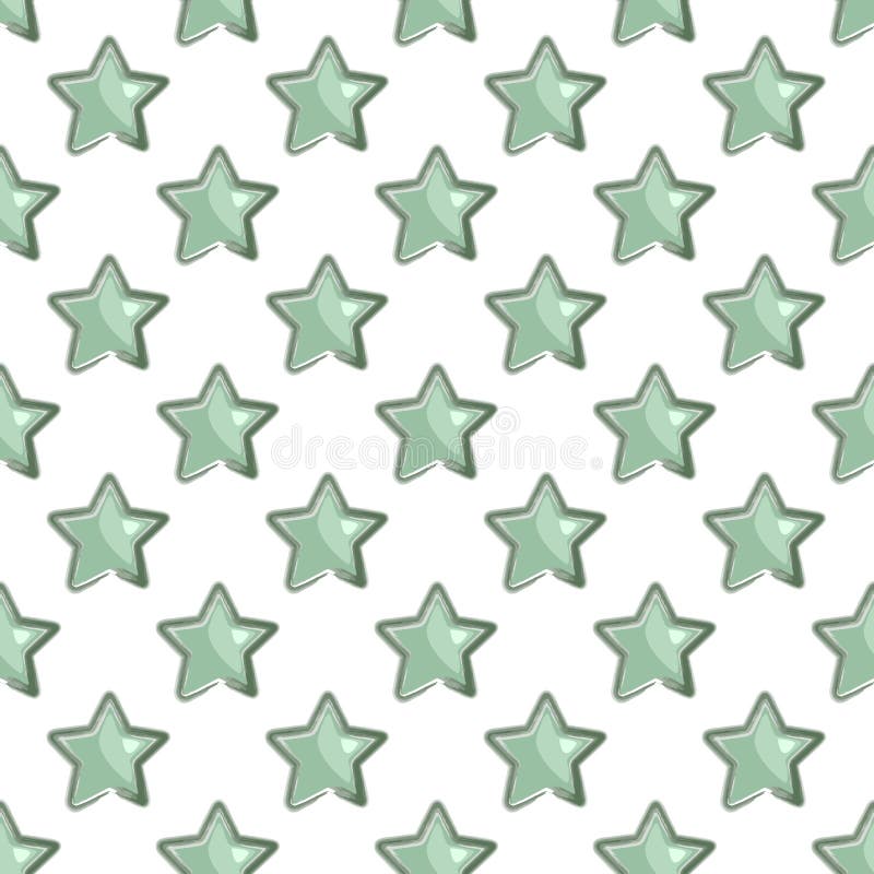 Vector Seamless Pattern with Green Stars. Stock Vector - Illustration ...