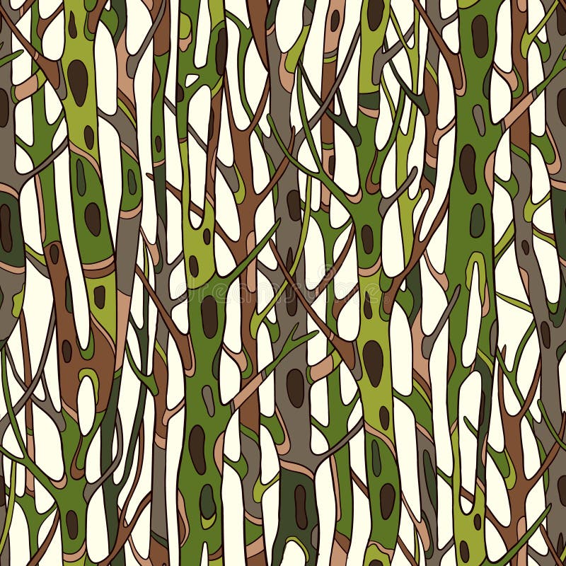 Vector Seamless Pattern with Green Tree Trunks Stock Vector ...
