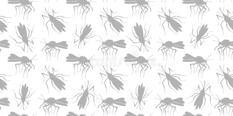 Vector Seamless Pattern of Grey Mosquitoes, Moths, Midges in Flat Style ...