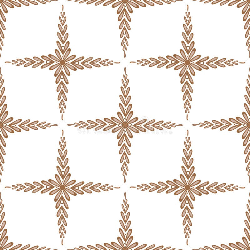 Vector Seamless Pattern with a Grid of Stems and Foliage in Earthy ...