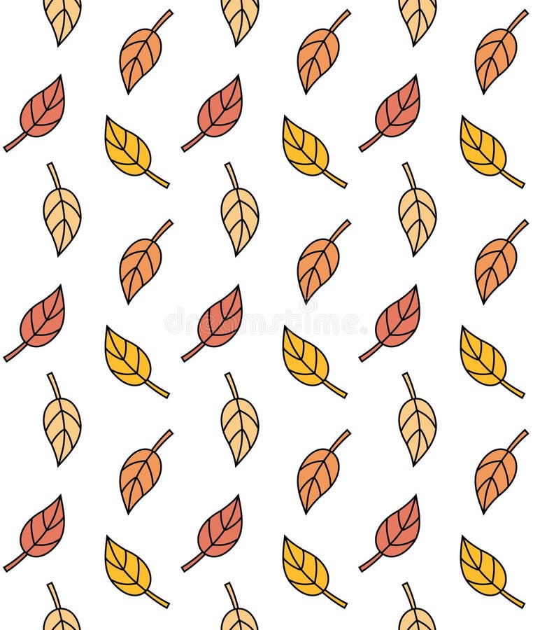 Vector Seamless Pattern of Groovy Autumn Leaves Stock Illustration ...