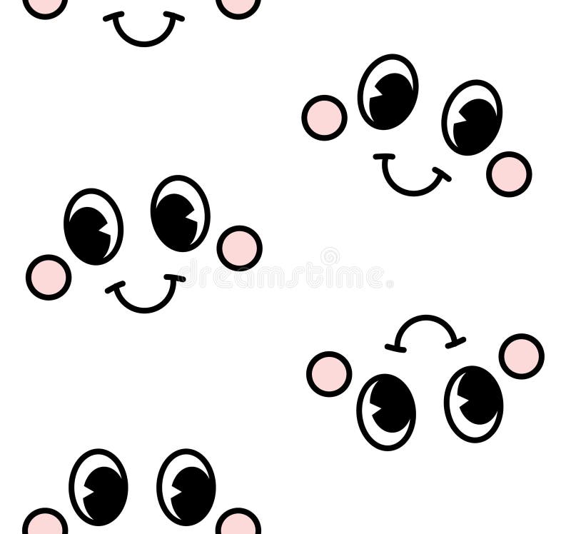 Vector Seamless Pattern of Groovy Cartoon Face Stock Vector ...
