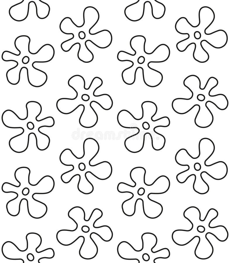 Vector Seamless Pattern of Groovy Outline Flower Stock Illustration ...