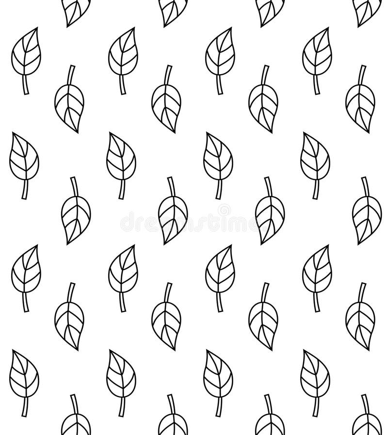 Vector Seamless Pattern of Groovy Outline Leaves Stock Vector ...
