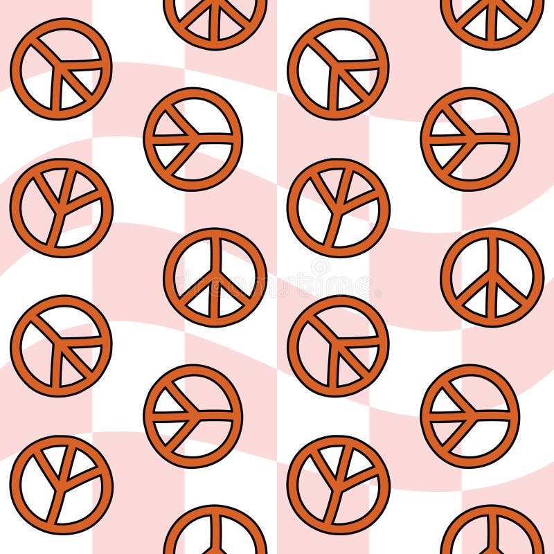 Vector Seamless Pattern of Groovy Peace Sign Stock Vector ...