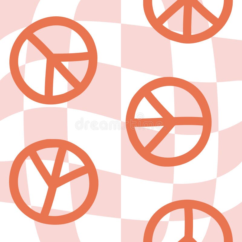 Vector Seamless Pattern of Groovy Peace Sign Stock Vector ...