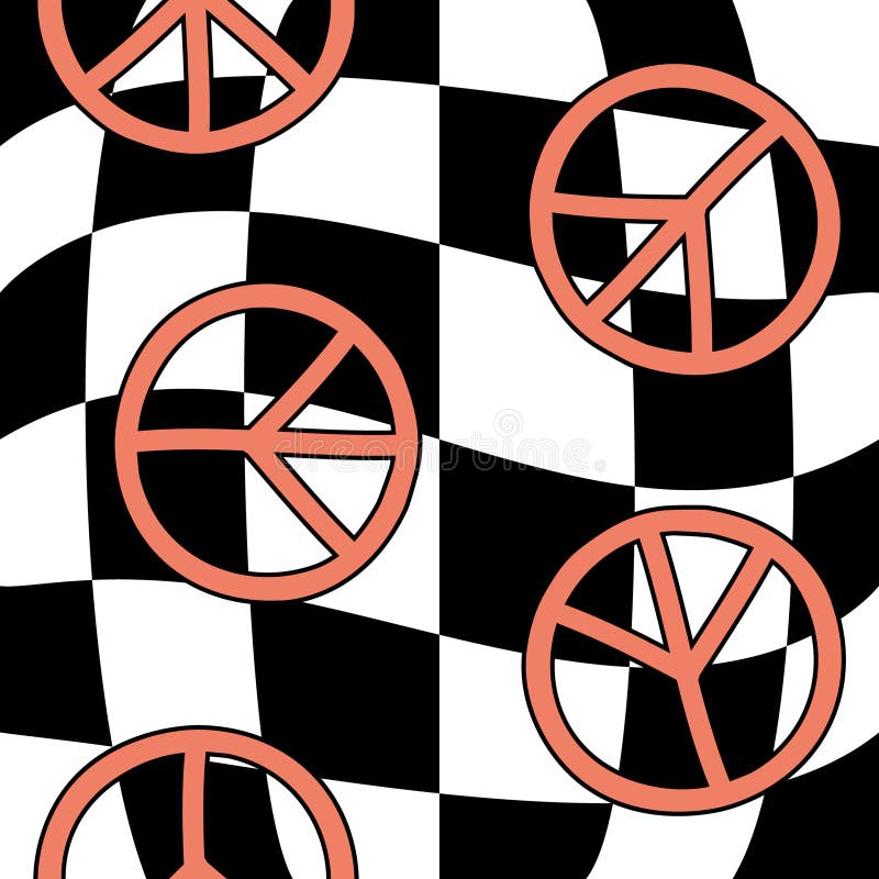Vector Seamless Pattern of Groovy Peace Sign Stock Vector ...