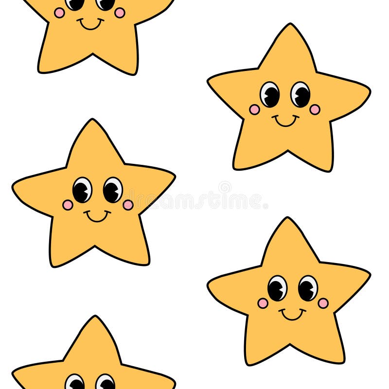 Vector Seamless Pattern of Groovy Retro Star Stock Illustration ...