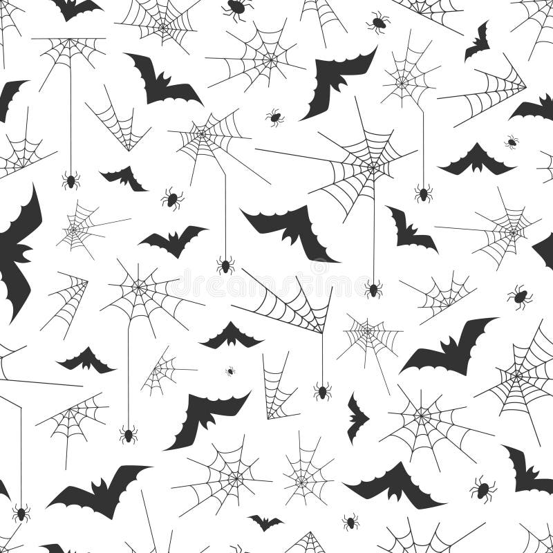 Vector Seamless Pattern for Halloween. Black Images of a Spider, Web ...