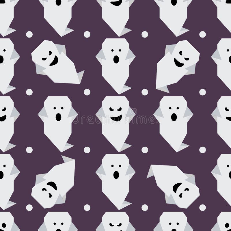 Vector Seamless Pattern Halloween Ghost Origami Stock Vector ...