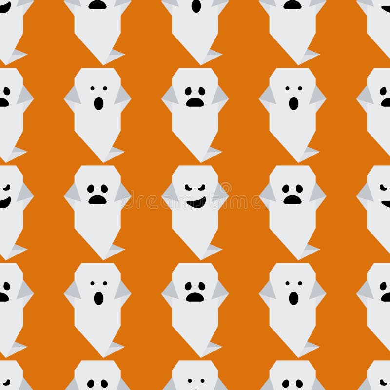 Vector Seamless Pattern Halloween Ghost Origami Stock Vector ...