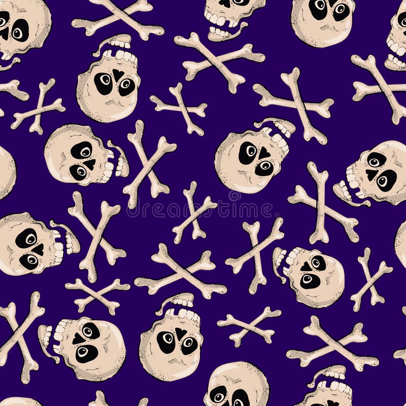 Vector Seamless Pattern for Halloween, Scrapbooking Paper with Skulls ...