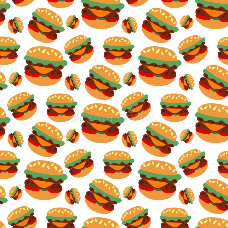 Vector Seamless Pattern with a Hamburger. Simple Illustration in ...