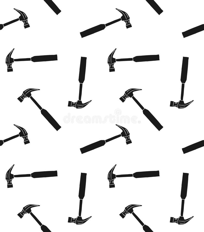 Vector Seamless Pattern of Hammer Stock Vector - Illustration of ...