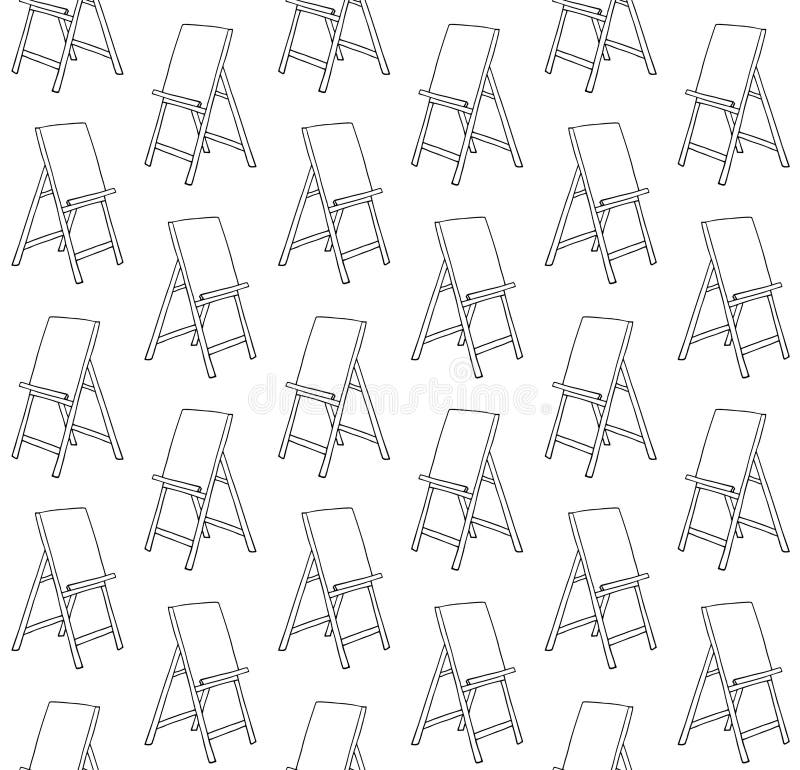 Vector Seamless Pattern of Hand Draw Outline Easel Stock Illustration ...