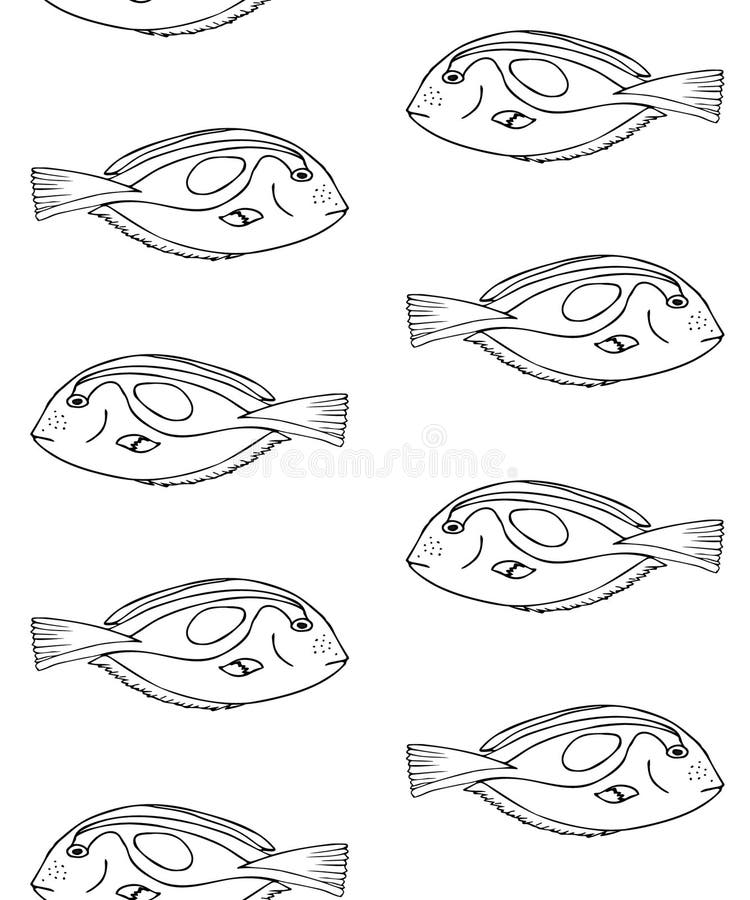 Vector Seamless Pattern of Hand Draw Tropical Fish Stock Vector ...