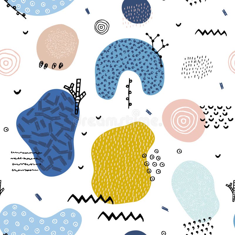 Vector Seamless Pattern with Hand Drawn Abstract Shapes. Spotted and ...