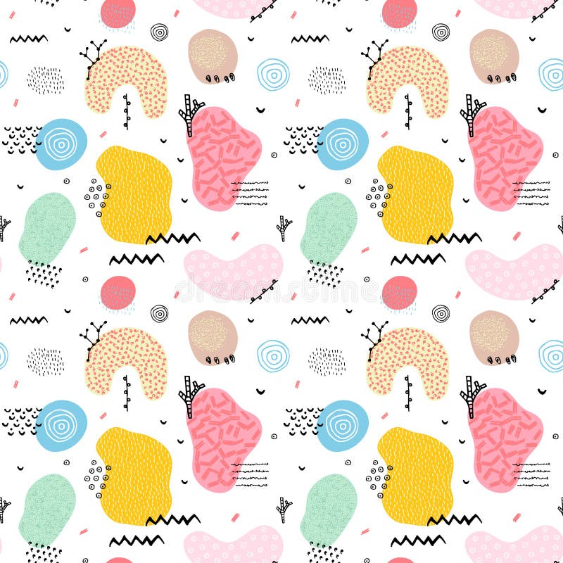 Vector Seamless Pattern with Hand Drawn Abstract Shapes. Spotted and ...