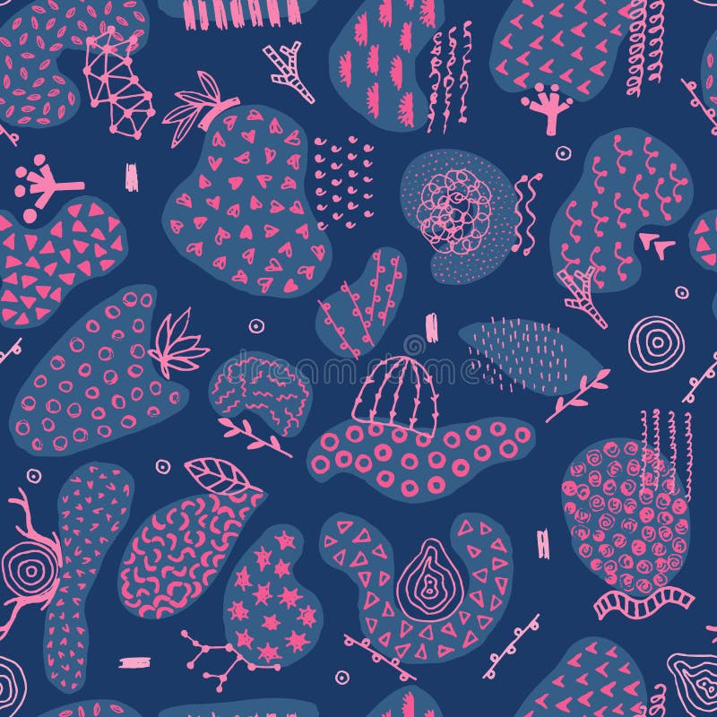 Vector Seamless Pattern with Hand Drawn Abstract Shapes. Spotted and ...