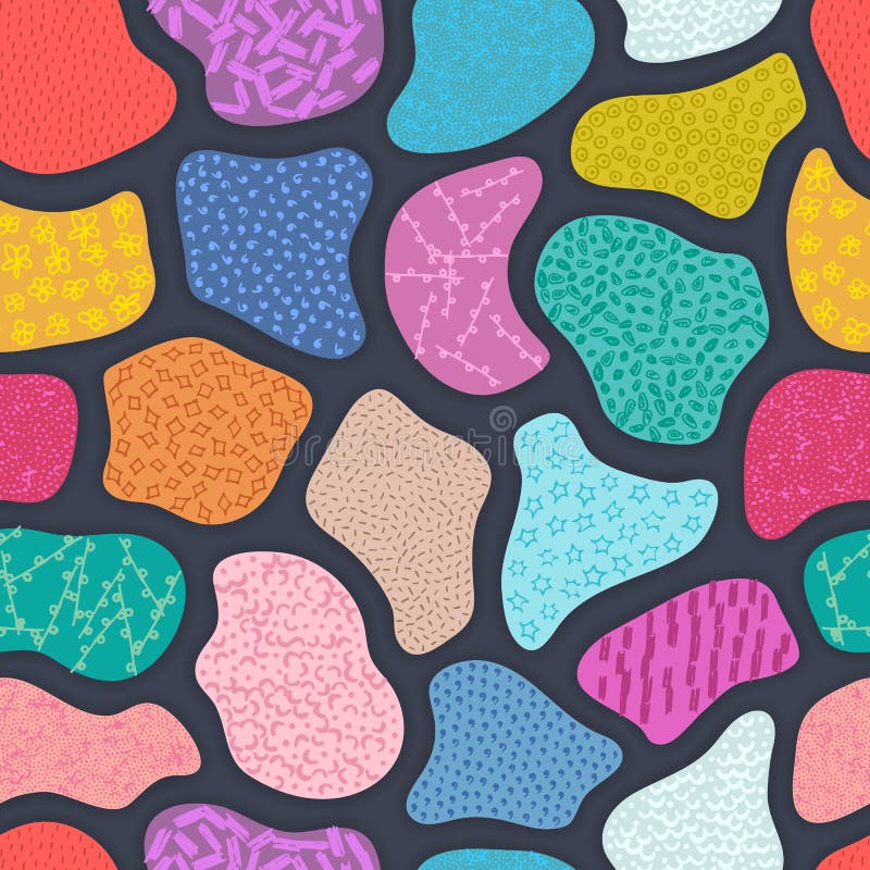 Vector Seamless Pattern with Hand Drawn Abstract Shapes. Textured ...
