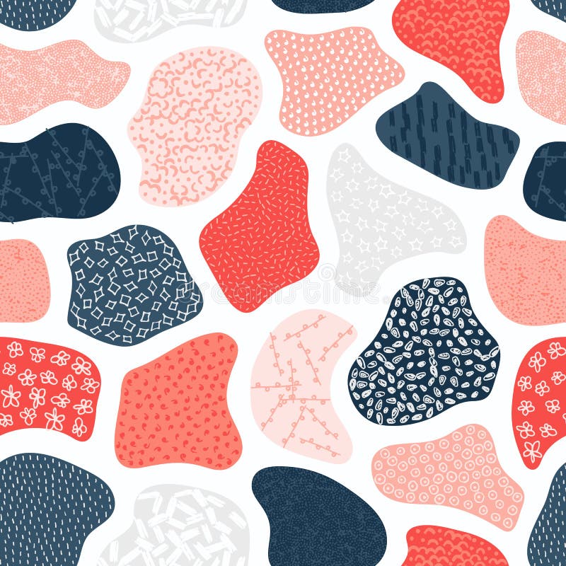 Vector Seamless Pattern with Hand Drawn Abstract Shapes. Textured ...