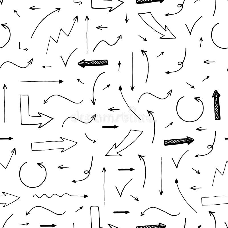 Vector Seamless Pattern of Hand Drawn Arrows Stock Vector ...