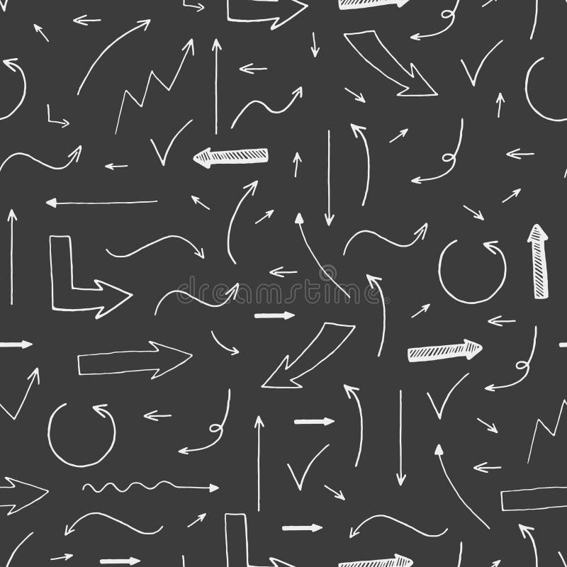 Vector Seamless Pattern of Hand Drawn Arrows. Different Types O Stock ...