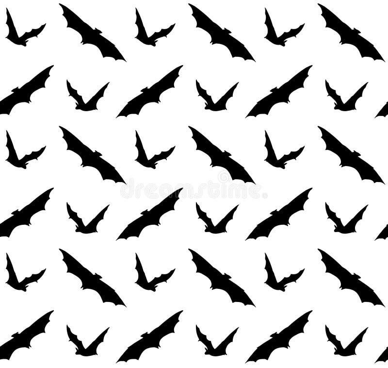 Vector Seamless Pattern of Bat Silhouette Stock Vector - Illustration ...