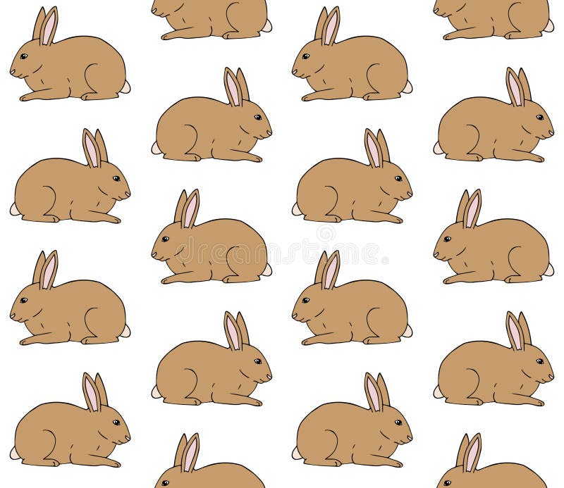 Vector Seamless Pattern of Hand Drawn Bunny Stock Vector - Illustration ...