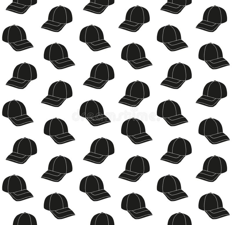 Vector Seamless Pattern of Hand Drawn Cap Stock Illustration ...