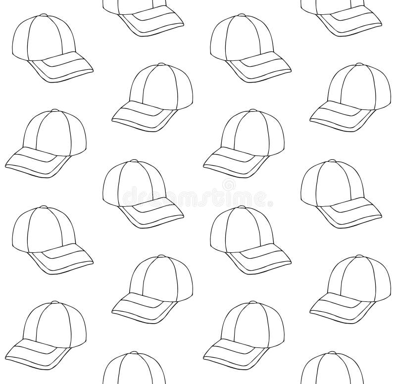 Vector Seamless Pattern of Hand Drawn Cap Stock Illustration ...
