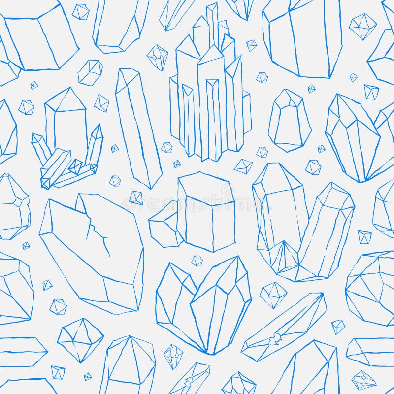 Vector Seamless Pattern. Hand Drawn Crystals Stock Vector ...