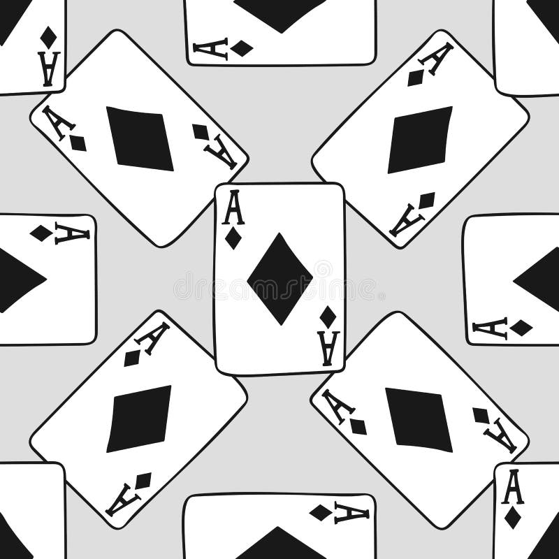 Vector Seamless Pattern with Hand Drawn Diamonds Ace on Grey Background ...