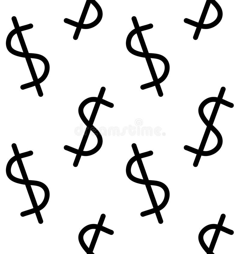Vector Seamless Pattern of Hand Drawn Dollar Sign Stock Vector ...