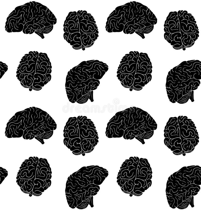 Vector Seamless Pattern of Hand Drawn Human Brain Stock Vector ...