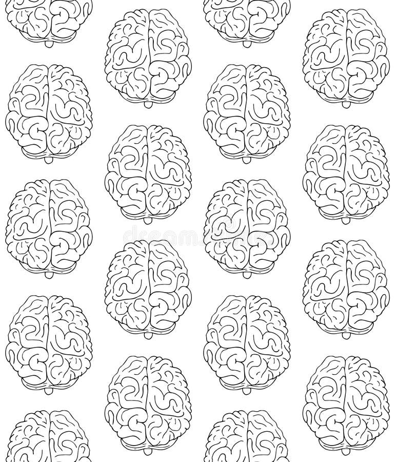 Vector Seamless Pattern of Hand Drawn Brain Stock Illustration ...