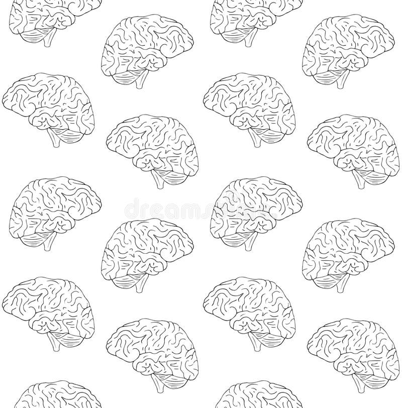 Vector Seamless Pattern of Hand Drawn Brain Stock Illustration ...