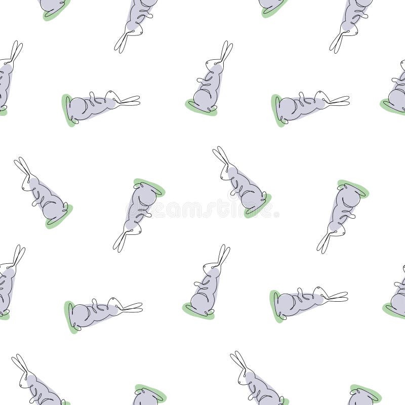 Vector Seamless Pattern of Hand Drawn Doodle Sketch Colored Bunny ...